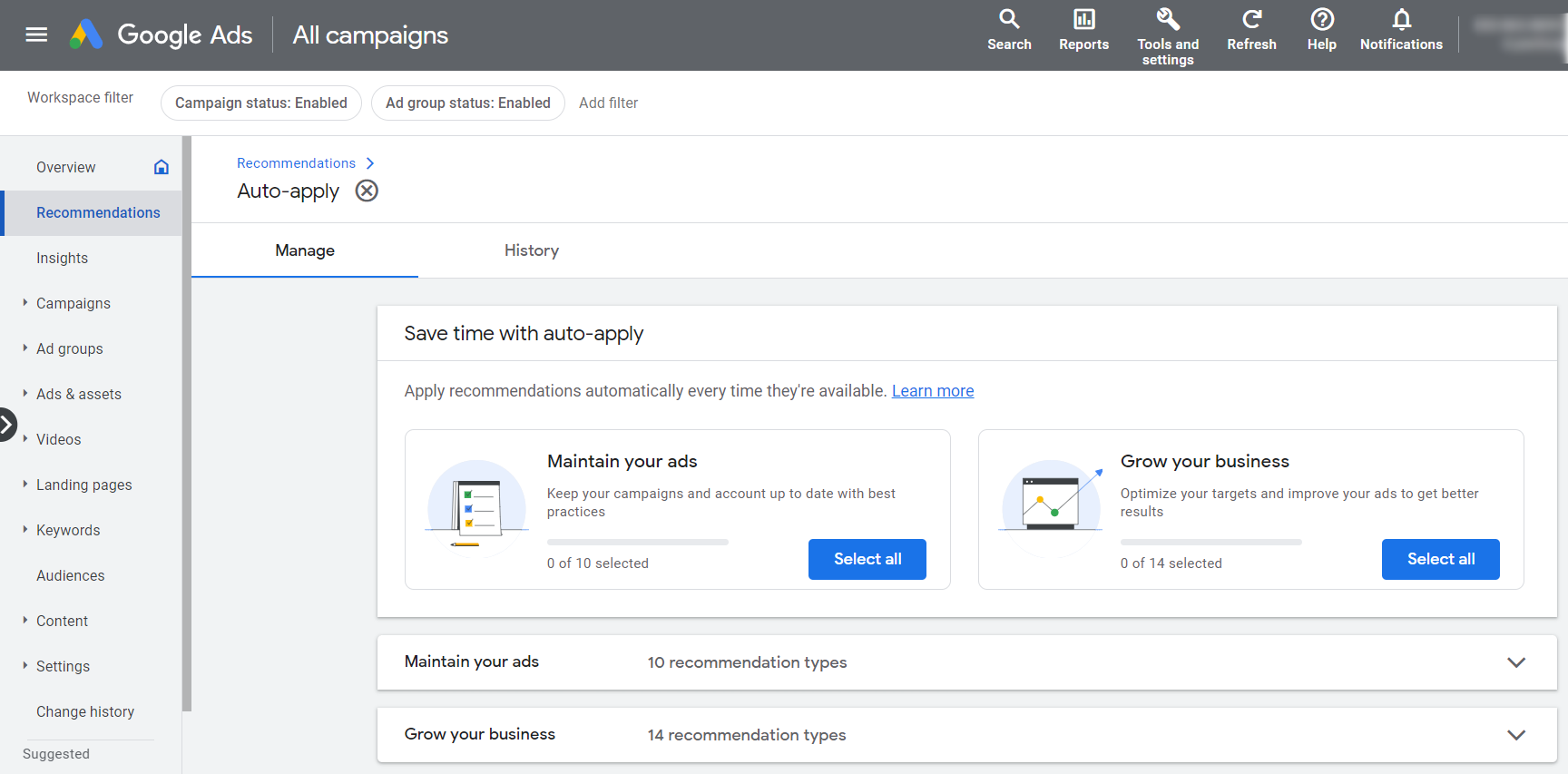 Google Ads recommendations in your account: what they are, which ones ...
