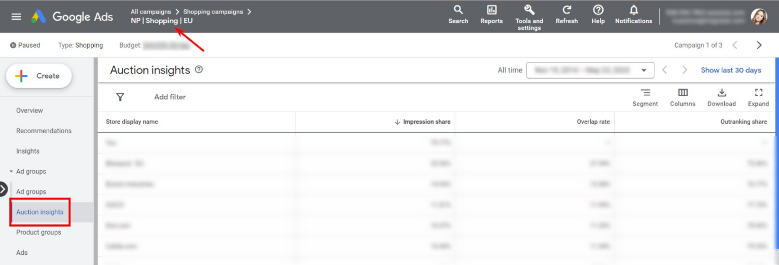 Google Ads “Auction Insights” report: why it is important and how to use it